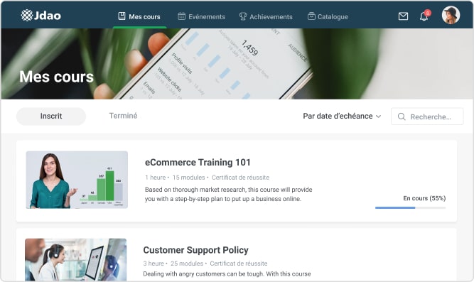 Plateforme LMS eLearning pour formation en ligne