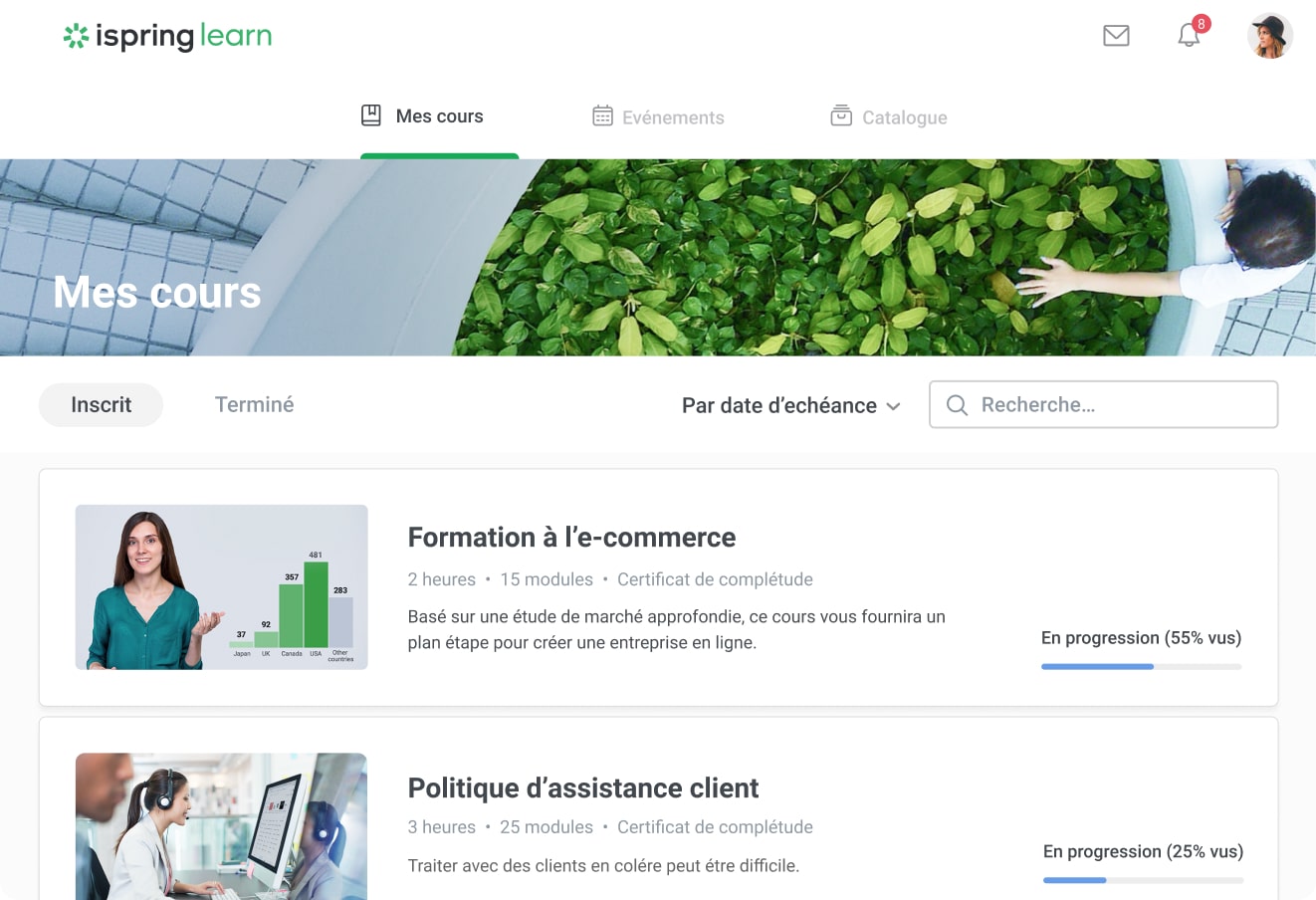 Plateforme LMS eLearning pour formation en ligne